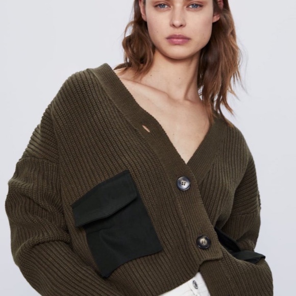 Zara | Sweaters | Zara Combination Pocket Cardigan Jacket Nwt | Poshmark